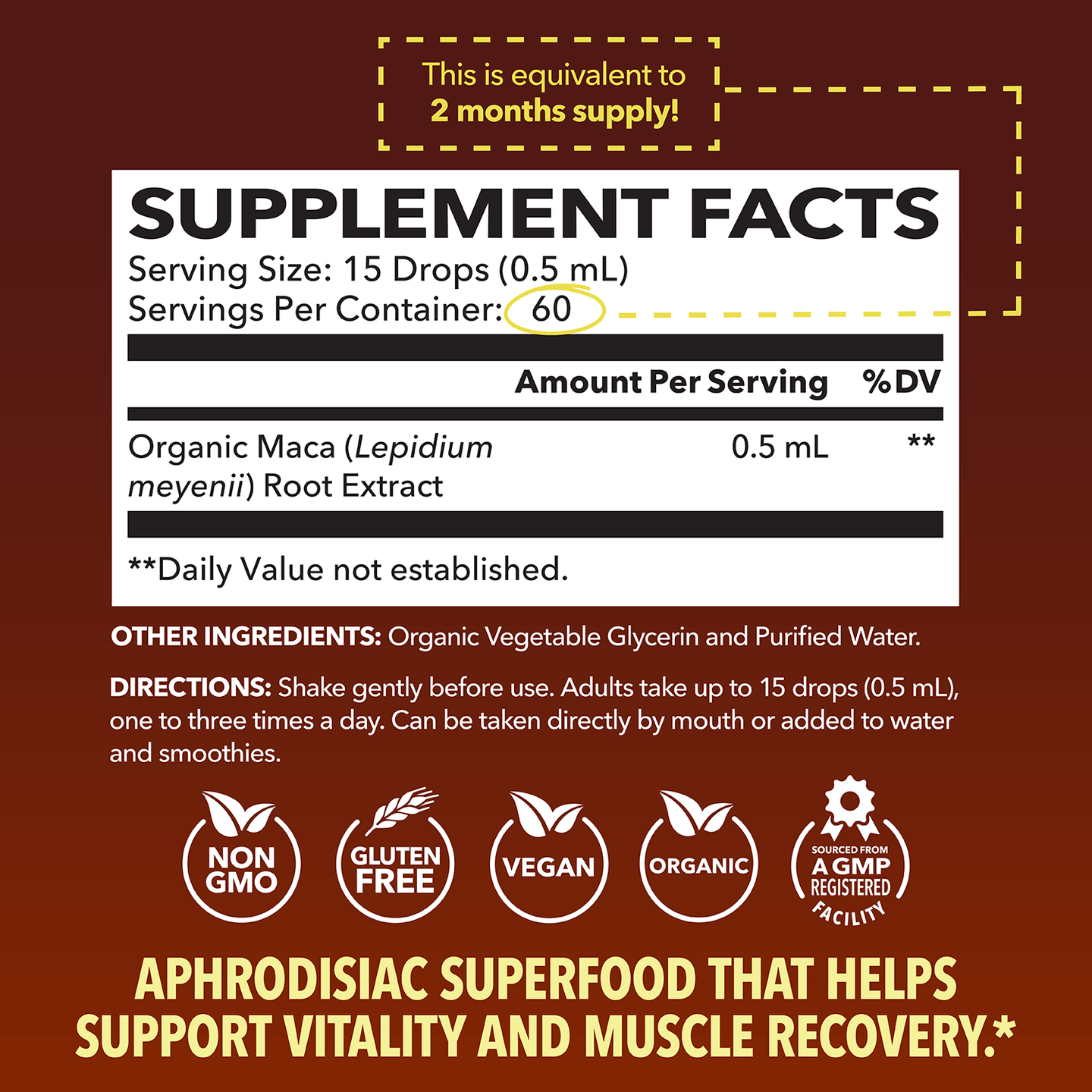 Organic Maca Root Liquid, 1 fl oz (30 mL)